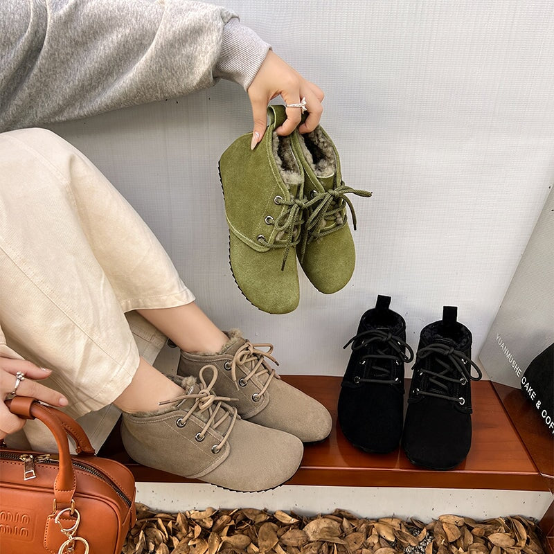 Casual Suede Warm Snow Shoes with Internal Elevation and Shearling Lin ...