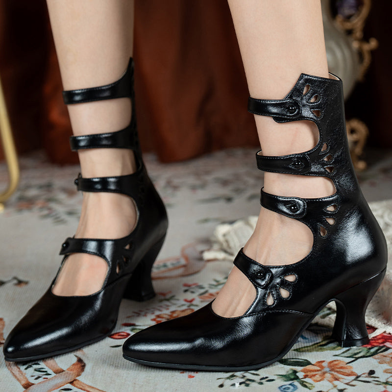 Colette Vintage Button Boots for Women Handmade Leather Victorian Cuto ...