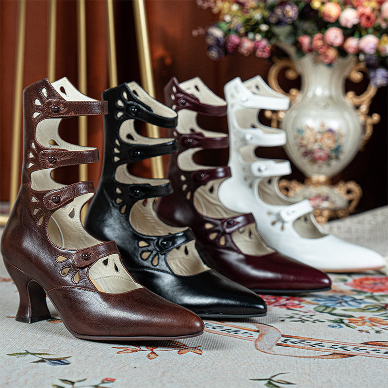 Colette Vintage Button Boots for Women Handmade Leather Victorian Cuto ...