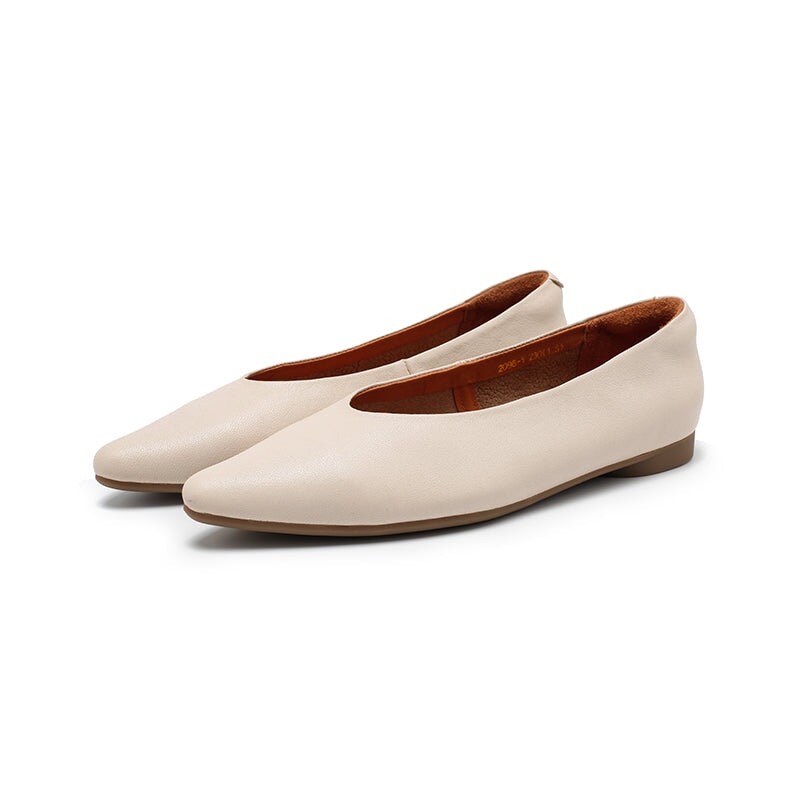 Dwarves Minimalist Vegetable Tanned Sheepskin Leather Pointed Toe Flat ...