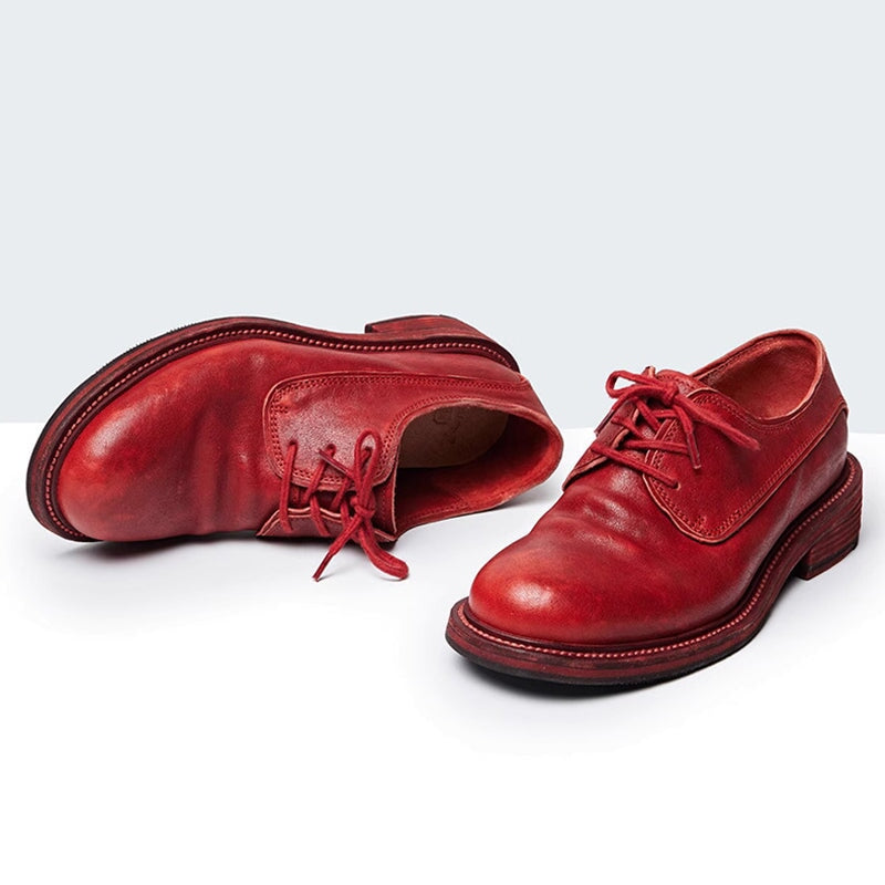 Derby Shoes For Women Goodyear Horse Leather Oxfords in Gray/Red/Apric ...