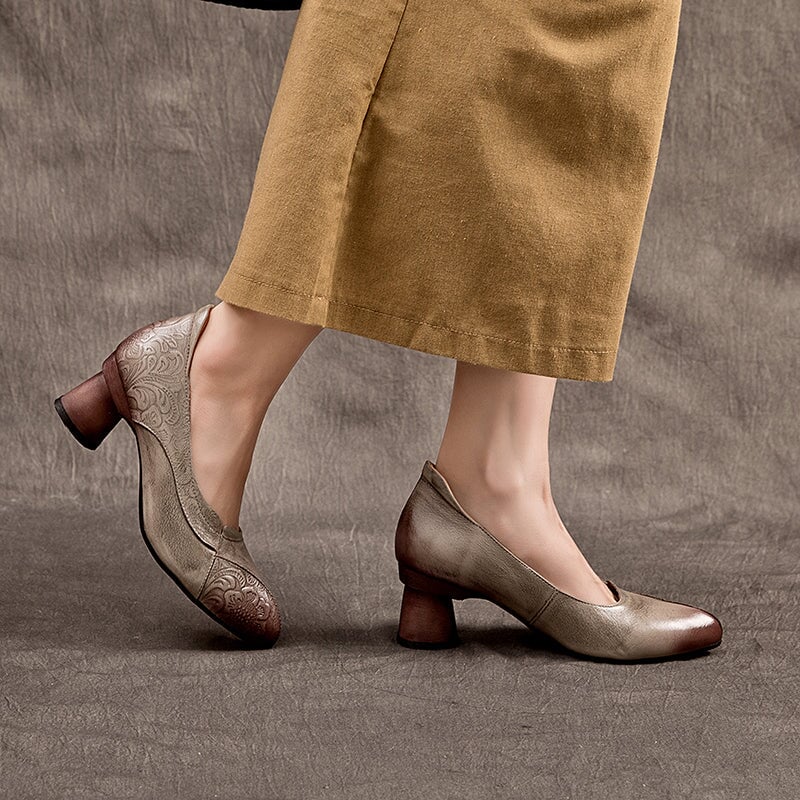 Retro Handmade Traditional Chinese Style Pointed Toe Leather Pumps for ...