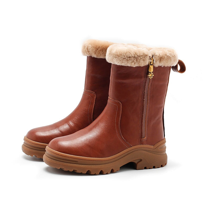 Dwarves Leather Short Boots Snow Boots Shearling Lined for Cold Winter ...